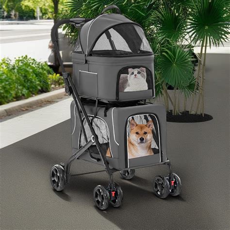 Demi Bonn 41 Double Pet Stroller 4 Wheels Dog Cat Stroller Carrier