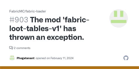 The Mod Fabric Loot Tables V1 Has Thrown An Exception · Issue 903