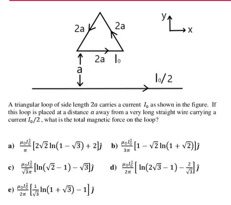 Solved 2a 2a Ylex x 1 2á lo a V 10 2 A triangular loop of Chegg com