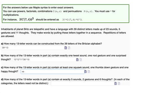 Solved For The Answers Below Use Maple Syntax To Enter Exact