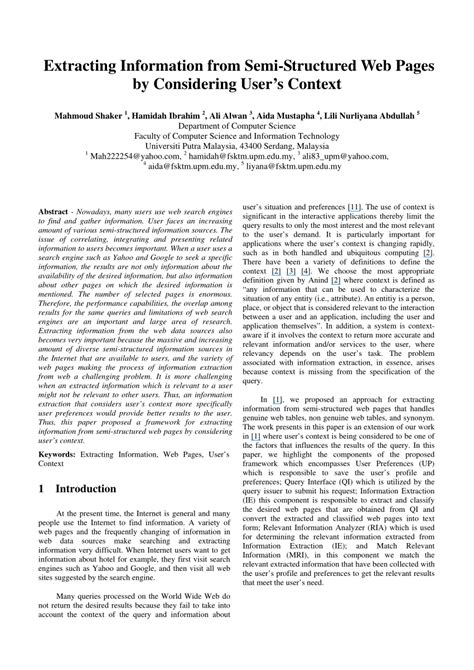 Pdf Extracting Information From Semi Structured Web Pages By