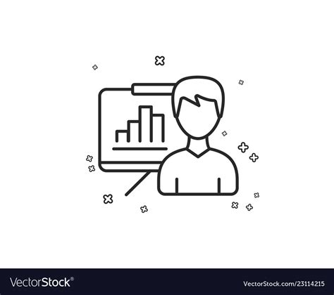 Presentation Board Line Icon Column Graph Sign Vector Image