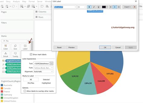 Add Data Labels Inside A Tableau Pie Chart