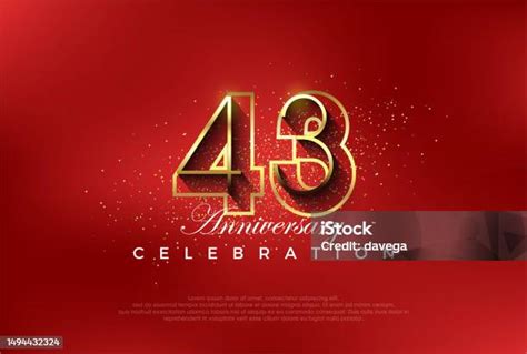 황금빛 팬시 43번째 숫자가 있는 라인 아트 번호 포스터 배너 축하 인사말을 위한 프리미엄 벡터 공휴일에 대한 스톡 벡터 아트 및 기타 이미지 Istock
