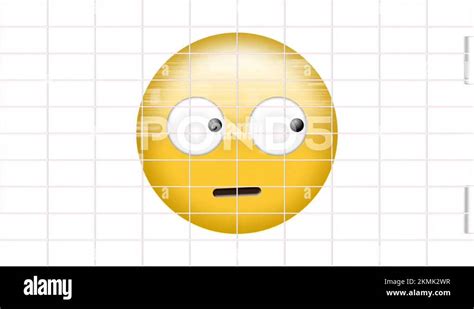 arrow moving side wards over grid network against confused face emoji