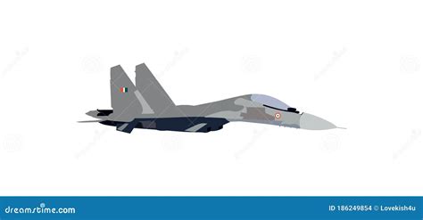Sukhoi Su 30 Fighter Plane Vector Illustration For Independence Day