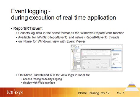 Event Logging During Execution Of Real Time Application
