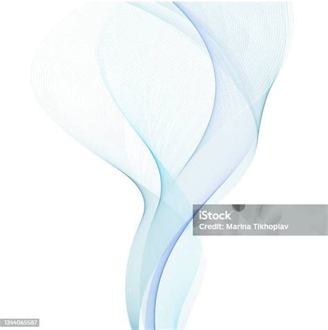 푸른 물결 추상적인 공기 바람 물결 모양의 소용돌이 투명 베일 효과 매끄러운 색상 흐름 흰색 배경에 격리된 디자인 요소입니다 벡터 일러스트레이션 추상적인에 대한 스톡 벡터