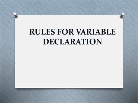 Rules For Variable Declaration Pptx