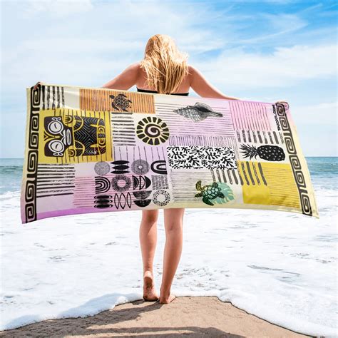 Tropical Mid Mod Elements Beach And Bath Towel Tikicool