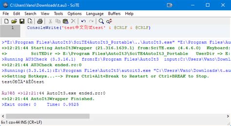 Getting Garbage In Front Of Autoit Exe Ended Rc Line When Used Unicode Characters