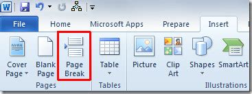 How To Insert Page Break In Word 2010