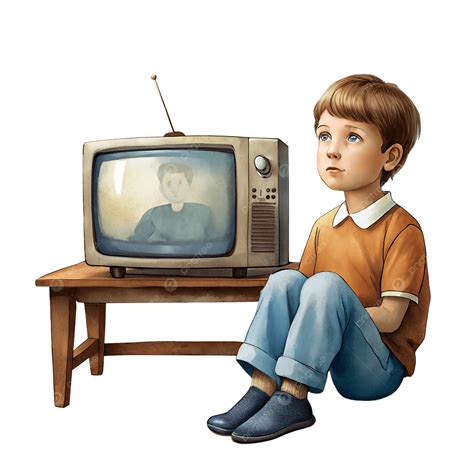 Televizyon Clipart Illüstrasyon Izleyen çocuk Televizyon Izleyen çocuk