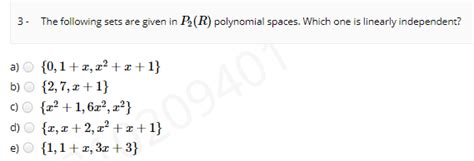 Solved The Following Sets Are Given In P R Polynomial Chegg Com