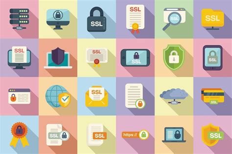 Ssl Certificate Icons Set Flat Vector Ssl Security 12321580 Vector Art