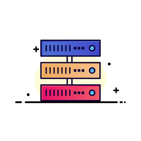Computing Data Storage Network Business Flat Line Filled Icon Vector