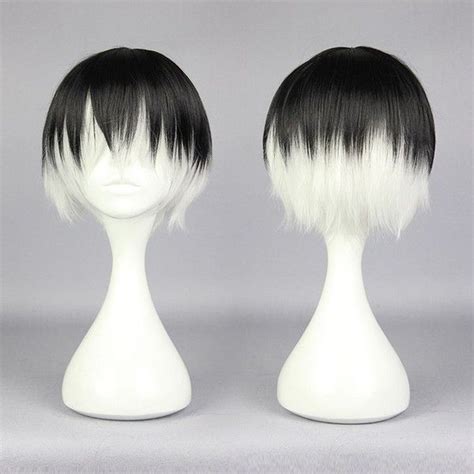 30cm Cool Short Hair Pixie Cut Tokyo Ghoul Black And White Cosplay Wig Hairstyles Short Hair