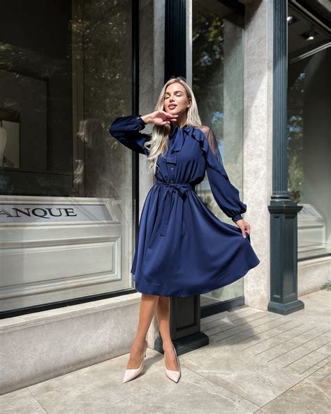 Синя Коктейльна Сукня Атлас Шелк 22075