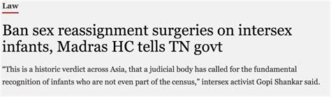 Gopi Shankar Attains Ban On Noncons Intersex Infant Surgeries In India Tamil Nadu Intersex