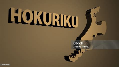 3d Map And Topography Of The Hokuriku Region Of Japan Stock