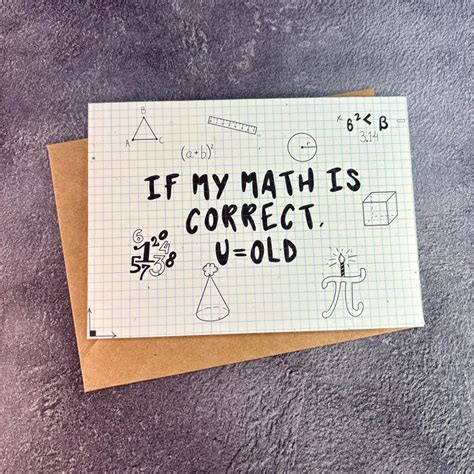 Math Birthday Old Handmade Greeting Card Birthday Card Funny Birthday Old Over The Hill