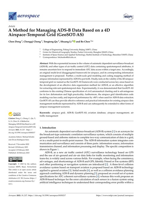 pdf a method for managing ads b data based on a 4d airspace temporal