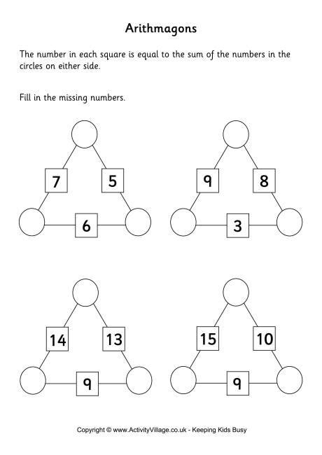 Arithmagons Easy 1 Math Logic Puzzles Math Facts Addition Math Challenge