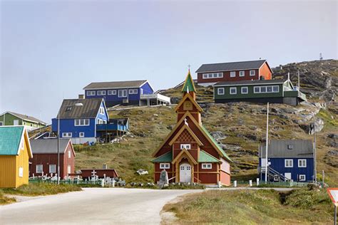 View Of The Central Part Of Paamiut With Church And Colourful Houses