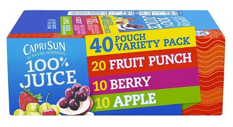 Capri Sun 100 Juice Fruit Punch Berry And Apple Juice Box Pouches