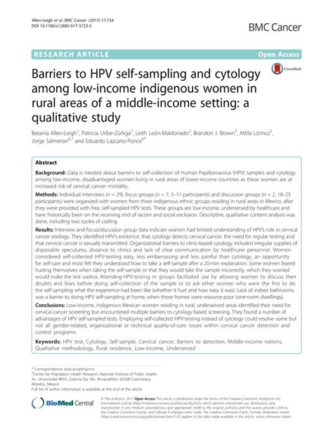 Pdf The Acceptability Of Self Collected Samples For Hpv Testing Vs The Pap Test As