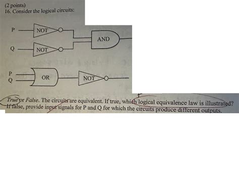 Solved Points Consider The Logical Circuits True Or Chegg
