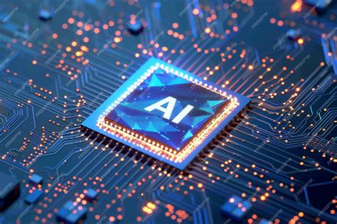 Ai Chip On Illuminated Circuit Board Technology Concept Premium Ai Generated Image