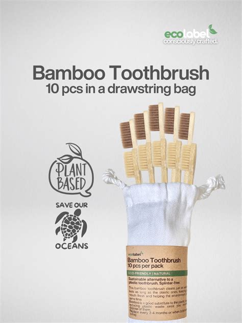 Eco Friendly Bamboo Toothbrush 10pcs Per Pack 100 Biodegradable