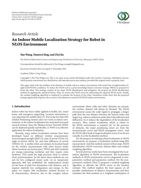 pdf an indoor mobile localization strategy for robot in nlos environment