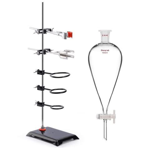 Stonylab Separatory Funnel And Lab Stand Set Bundle Conical Separatory Funnel With 24 40 Joints