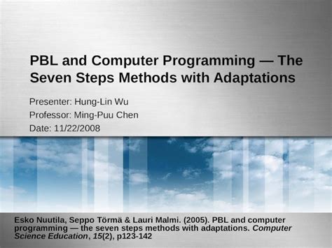 ppt pbl and computer programming — the seven steps methods with