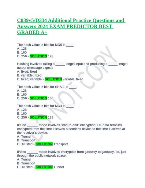 C839v5 D334 Additional Practice Questions And Answers 2024 Exam Predictor Best Graded A Exams