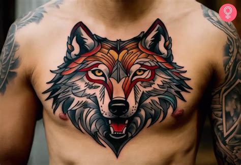 Alpha Wolf Wolf Chest Tattoo