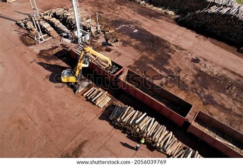 Excavator Log Grab Crane Unloads Timber Stock Photo 2056039769 Shutterstock