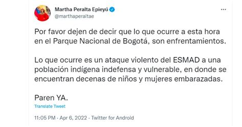 시민들은 Esmad가 국립 공원의 엠베라 커뮤니티를 공격한다고 비난합니다 Infobae