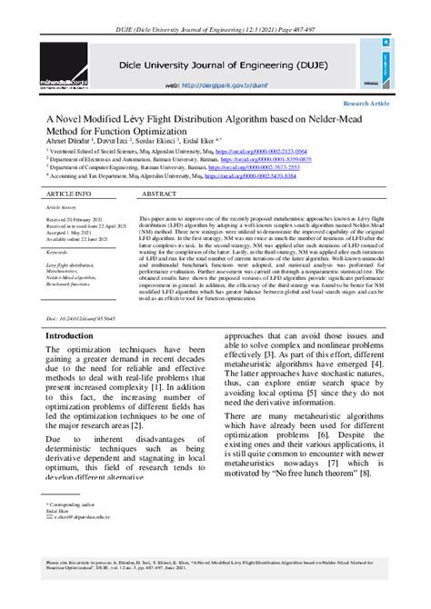 Pdf A Novel Modified Lévy Flight Distribution Algorithm Based On