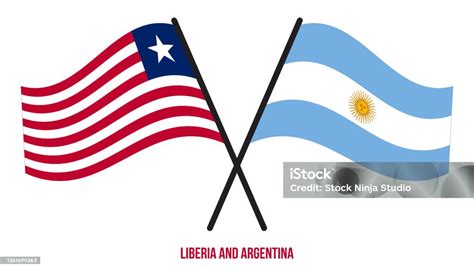 라이베리아와 아르헨티나 국기는 교차하고 플랫 스타일을 흔들 공식 비율 올바른 색상입니다 경제에 대한 스톡 벡터 아트 및 기타 이미지 Istock