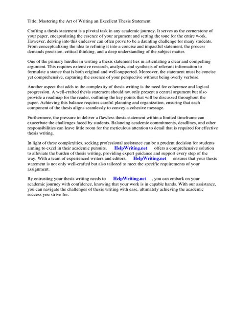 Writing An Excellent Thesis Statement Pdf Essays Thesis