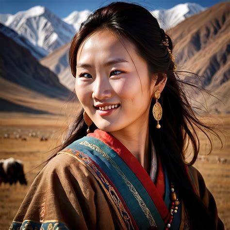 Mongolian Woman From Mongolia Typical National Citizen Premium Ai
