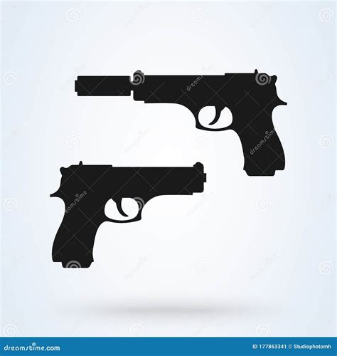 Gun With Silencer Icon Handgun And Weapon Concept Stock Vector
