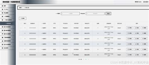 java vue计算机毕设高校校园一卡通管理系统【源码 程序 论文 开题】 csdn博客