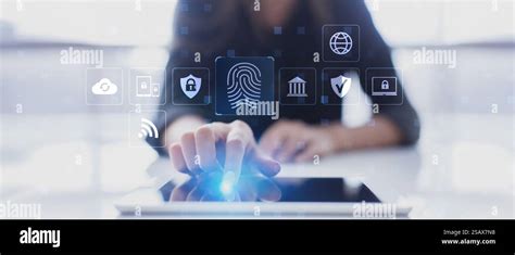 Biometric Authentication And Cybersecurity Framework Visualization Stock Photo Alamy