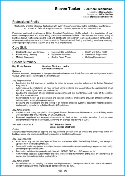 Electrician Cv Example Writing Guide Get Noticed Electrician Cv Example Writing Guide Get Noticed