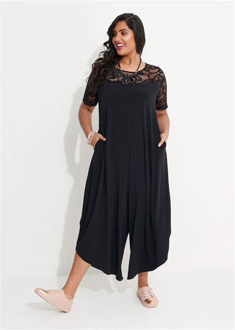 Shop Plus Size Lace Essential Jumpsuit Black Taking Shape Au