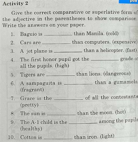 Activity 2 Give The Correct Comparative Or Studyx